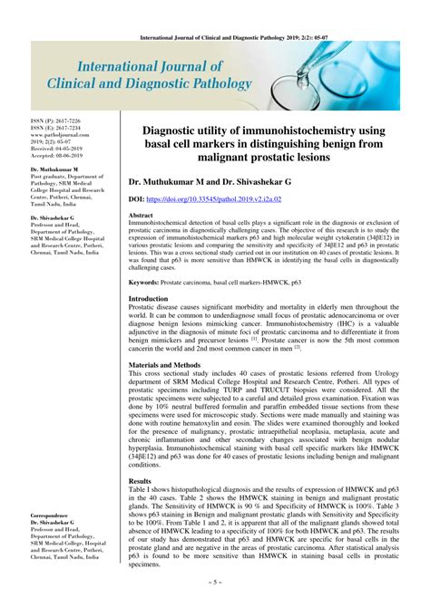 Pdf Diagnostic Utility Of Immunohistochemistry Using Basal Cell