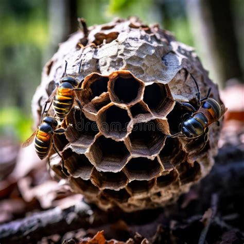 Bald Faced Hornet Nest A Football Shaped Nest With A Papery Exe Stock