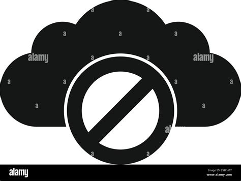 Black And White Icon Of A Stop Sign Blocking A Cloud Representing The