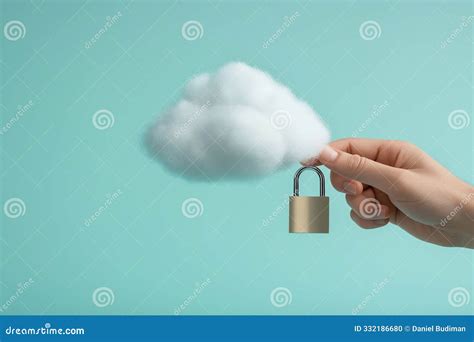 Secure Cloud Computing Concept With Cloud Outline And Blue Lock Symbol