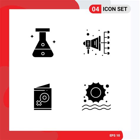 Thematic Vector Solid Glyphs And Editable Symbols Of Flask Invite Automation Card Sun Editable