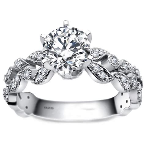 Vintage Design Silver Engagement Ring