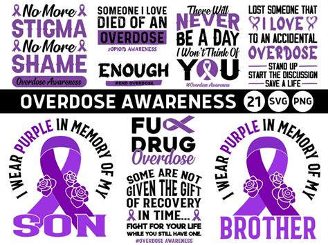 Overdose Awareness Purple Ribbon Svg Png Bundle Cricut Sublimation