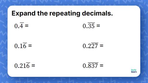convert rational number to repeating decimal expansion lesson plan