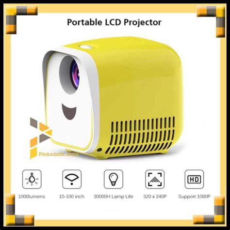 Jual Mini Projector L1 Portable Support 1080p Fullhd Projector Home Theater Kuning Putih