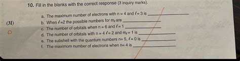 Solved 0 Fill In The Blanks With The Correct Response 3