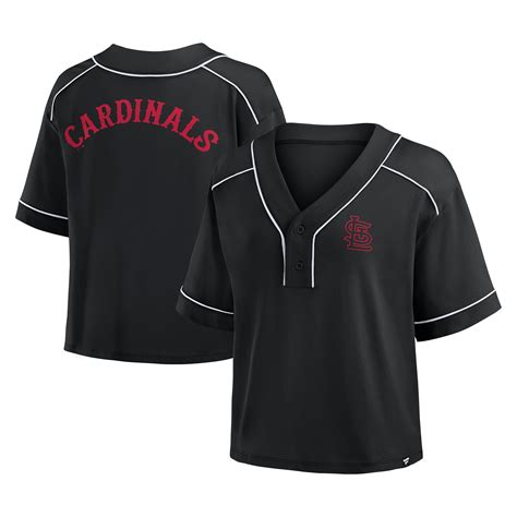 Womens St Louis Cardinals Fanatics Black Oversized Champ Game Cropped V Neck T Shirt