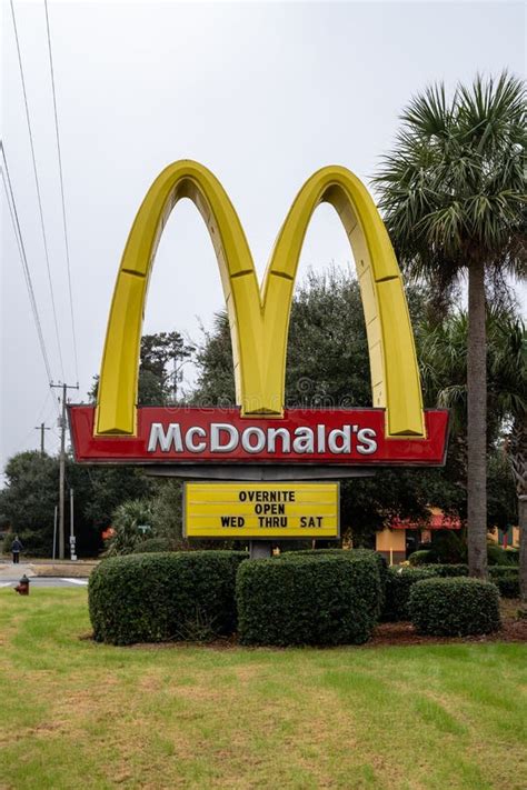 Mcdonalds Sign With Large Golden Arches For The Fast Food Chain Restaurant Editorial Stock