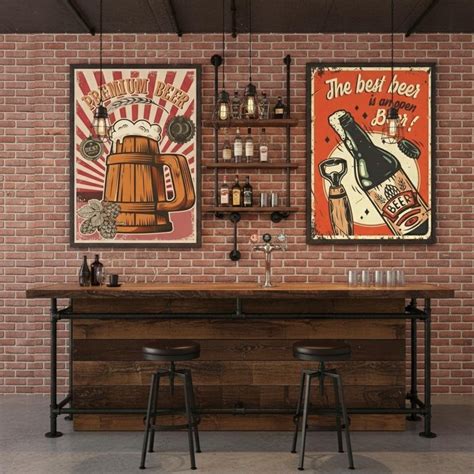 Vintage Beer Poster Set Retro Pub Wall Art Home Bar Decor Digital