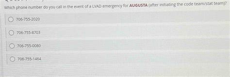 Solved Which Phone Number Do You Call In The Event Of A Lvad Emergency