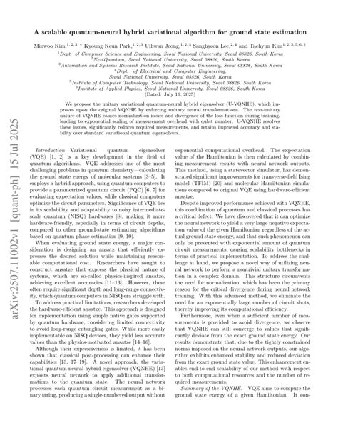 Pdf A Scalable Quantum Neural Hybrid Variational Algorithm For Ground State Estimation