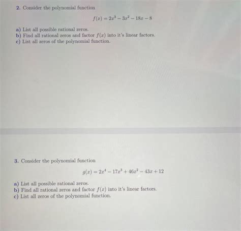 Solved 2 Consider The Polynomial Function