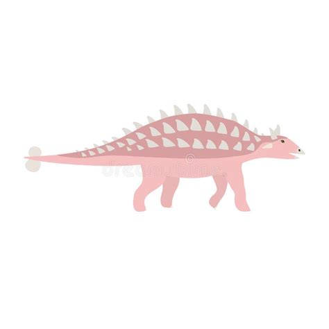 Dinosaurio De Anquilosaurio Rosa De Mano Plana Ilustración Del Vector Ilustración De Colorido