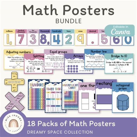 Dreamy Space Math Posters Bundle Galaxy Theme Math Strategies