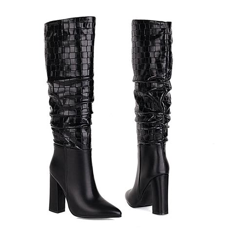 Hinvhai Fashion Knee High Boots For Women Clearanceclassic Pointed Toe