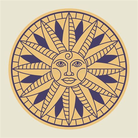 Vintage Sun Face Compass Rose Stock Vector Illustration Of Ornate
