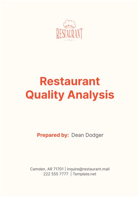 Free Restaurant Quality Analysis Template To Edit Online