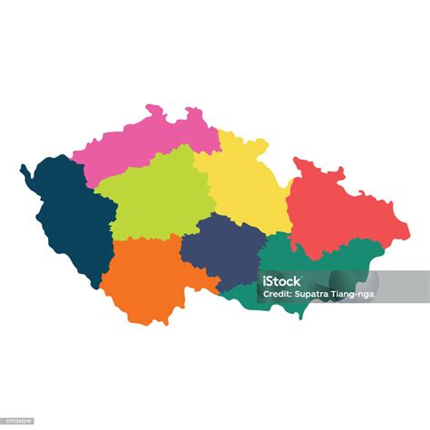Ilustración De Mapa De Chequia Mapa De La República Checa En Las Principales Regiones Y Más