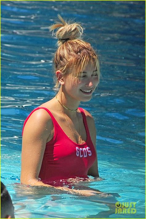 Hailey Baldwin Wears Red One Piece In Miami Photo 3680364 Photos