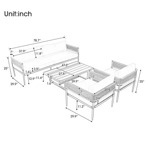 Sinofurn 4 Piece Woven Patio Conversation Set With Gray Cushions At