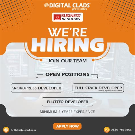 Business Business Windows Is Hiring Now For The Following Positions