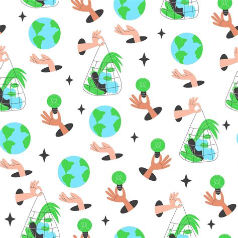 Seamless Pattern Of Eco Friendly Elements And Environmental Protection
