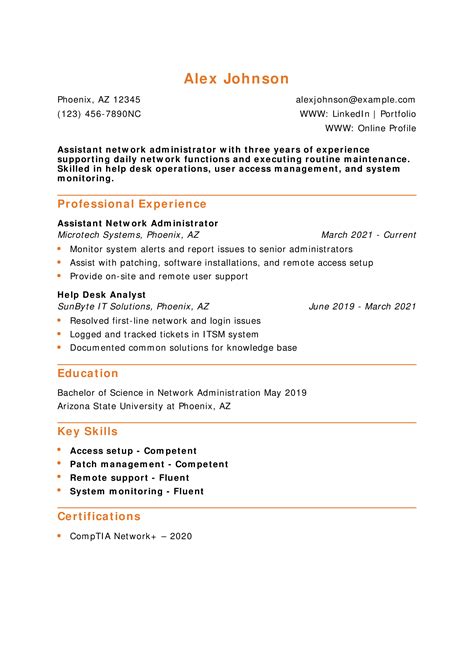 23 Best Network Administrator Resume Examples And Templates For 2025