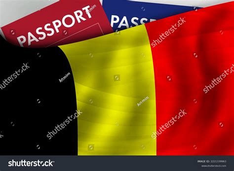 Belgian Flag Background Passport Belgium Citizenship Stock Illustration