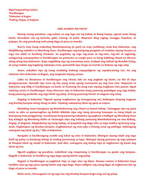 Alamat Ng Palay Pdf