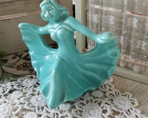 Vintage Walker Pottery California Pottery Dancing Woman Figurine This Turquoise Art Deco