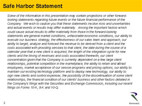 Safe Harbor Statement