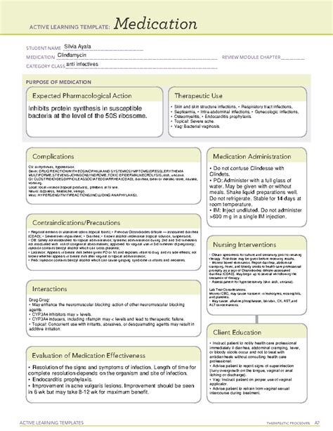 Clindamycin Medication Template