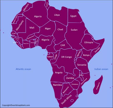 Africa Map With Countries Labeled Map Of Africa Pdf Printable