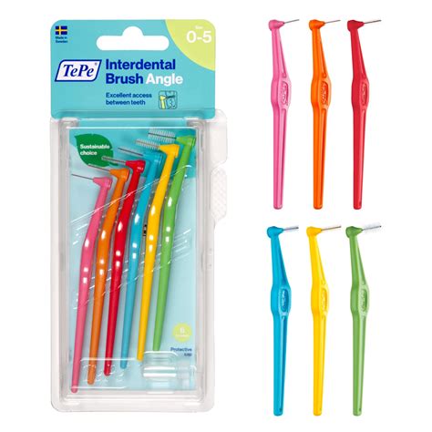 Tepe Pack Of 6 Rrf12 Interdental Brush Angle Angled Dental Brush For