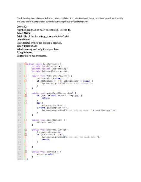 Swt Q1 Template The Following Java Class Contains Six Defects