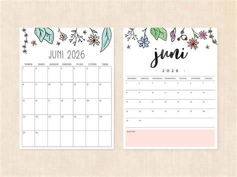 Kalender Juni 2026 · Pdf Sjablonen Voor Afdrukken