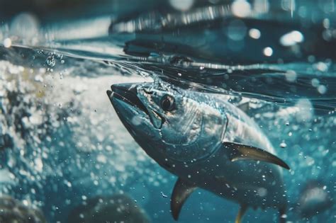 Premium Photo Majestic Underwater View Of A Gliding Fish Among Bubbles