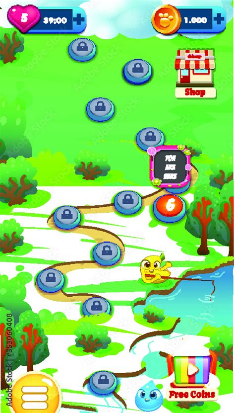 Mobile Game Level Map Template For Developers Stock Vector Adobe Stock