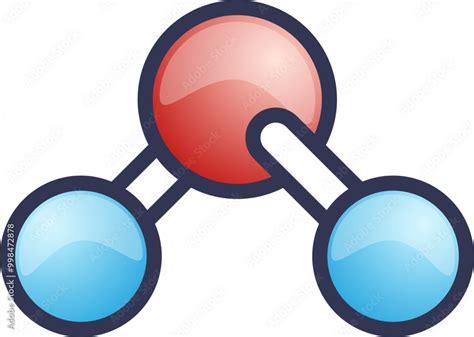 Illustration Of A Water Molecule With One Oxygen Atom And Two Hydrogen