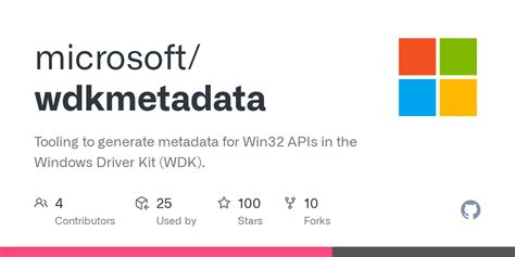 github microsoft wdkmetadata tooling to generate metadata for win32