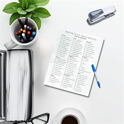 Important Documents Checklist Printable Filing System Organizer