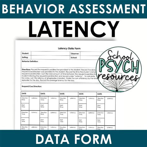 Fba Form Latency Data Sheet Behavior School Psychologist School Psych Sped