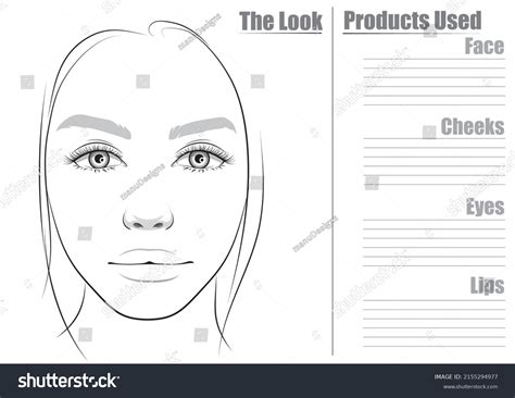 Collection Realistic Makeup Artist Face Chart Stock Vector Royalty
