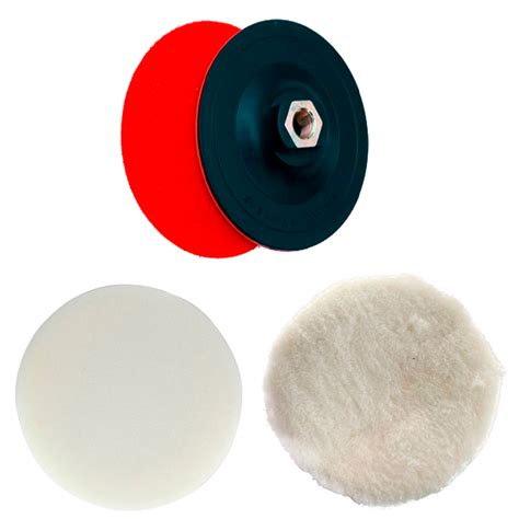 Kit Polimento Boina De Lã Boina De Espuma Suporte De Velcro 7