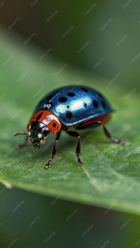 Premium Photo Steel Blue Ladybug With A Blue Lady Beetle On Its Back