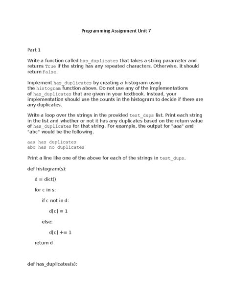 Programming Assignment Unit 7 Otherwise It Should Return False