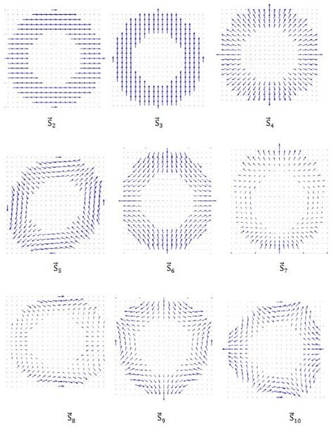 Plots Of First 9 Orthonormal Annular Vector Zernike Polynomials
