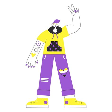Premium Vector Non Binary Androgynous Genderfluid Queer Person With