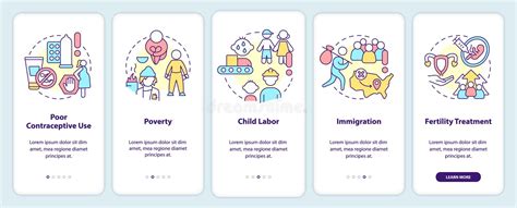 Causes Of Overpopulation Onboarding Mobile App Screen Stock Vector Illustration Of Website