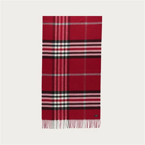 Fraas Wide Cashmink Scarf With Fraas Plaid Check In True Red